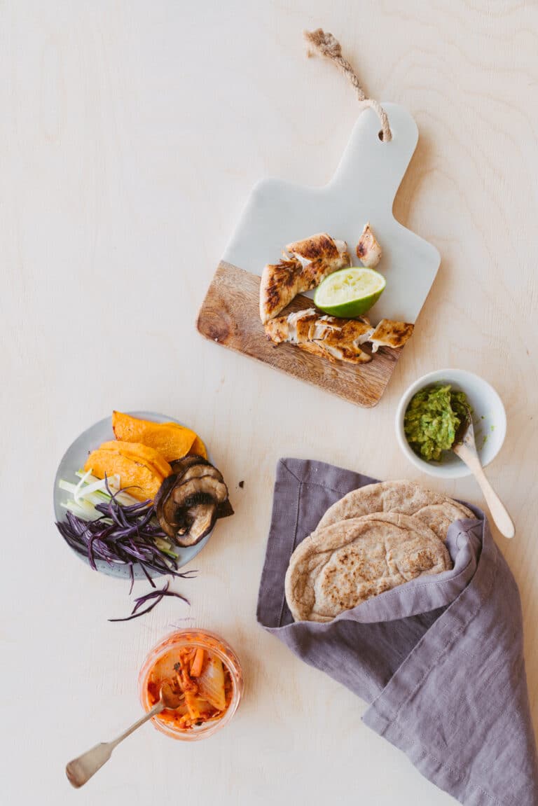 Chicken And Veggie Pita Sandwich With Kimchi – Kitchen Julie